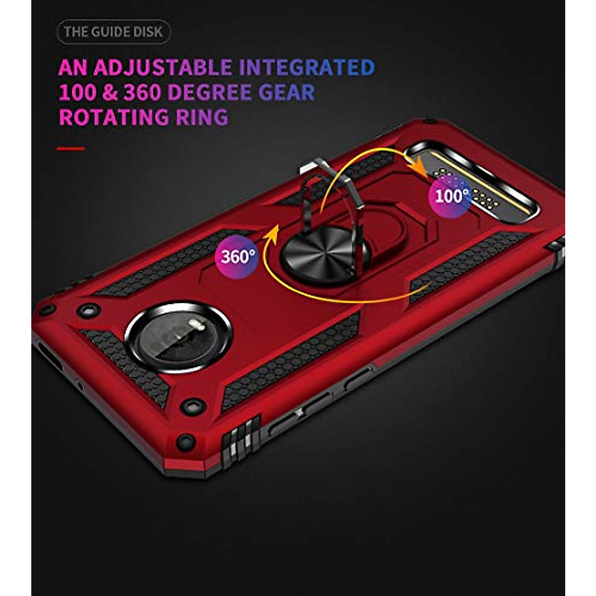 Military Grade Drop Impact for Motorola Moto Z4 Case,Moto Z4 Play Case 360 Metal Rotating Ring Kickstand Holder Magnetic Car Mount Armor Heavy Duty Case Z4 Z4 Play Z4 Force Phone Case (Red)