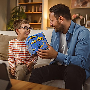 Birthday Wrapping Paper Construction Design 6 Sheets,Road Under Construction Excavator Tractor Dump Truck Wrapping Paper for Kids Boys,Folded Flat 20x28 inches per Sheet for Birthday Baby Showers