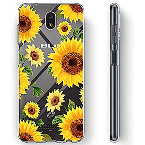 YJROP (3-Pack) for BLU View 2 Case, for BLU View 2 B130DL Case, Soft Clear TPU [Scratch-Resistant] Drop Silicone Bumper Protection Shockproof Phone Case Cover for BLU View 2 B130dl,Flower