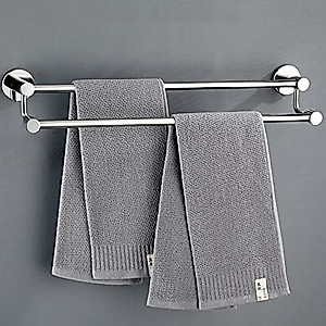 CL-ZZZ Stainless Steel Double Towel Rails, Polished Silver Finish Towel Bar 30cm-120cm, Wall Mounted Bath Towel Rod for Bathroom or Kitchen (Size : 35.4inch(90cm))