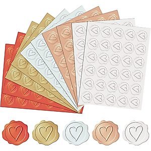 300 Pcs Gold Heart Stickers Embossed Gold Wedding Envelopes Seals Stickers Self Adhesive for Wedding Invitations, Greeting Cards(Heart,Gold, Silver, Red, White, Pink)