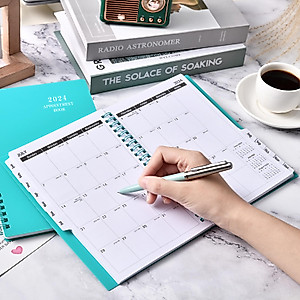 2024 Appointment Book & Planner - Daily Hourly Planner 2024, Jan 2024 - Dec 2024, 8.5" x 6.4", 30-Minute Interval, Lay - Flat, Round Corner, Twin-Wire Binding - Teal Green