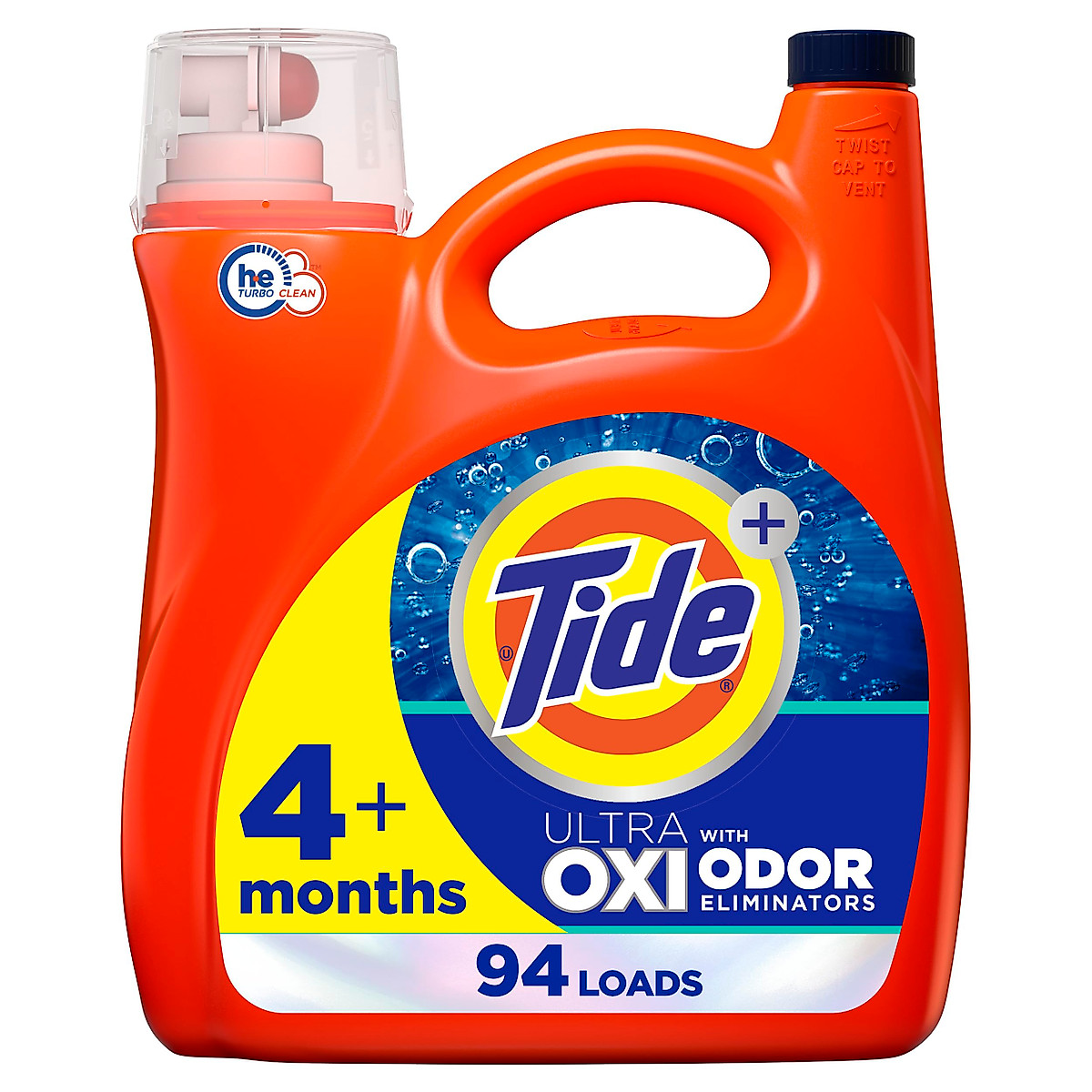 Tide Ultra OXI with Odor Eliminators Liquid Laundry Detergent Soap, HE Compatible, 94 Loads, 132 fl oz, Tide Laundry Detergent, Liquid Laundry Detergent