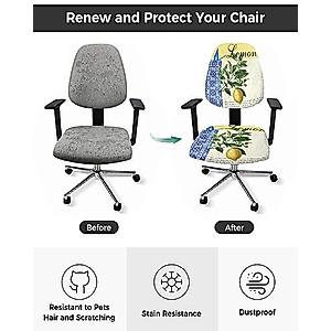 Big buy store Office Chair Cover Lemon and Leaves Desk Chair Cover Stretch Elastic Universal Computer Chair Covers Butterfly Blue Lattice Flower Pattern Stretch Rotating Chair Slipcovers Protectors