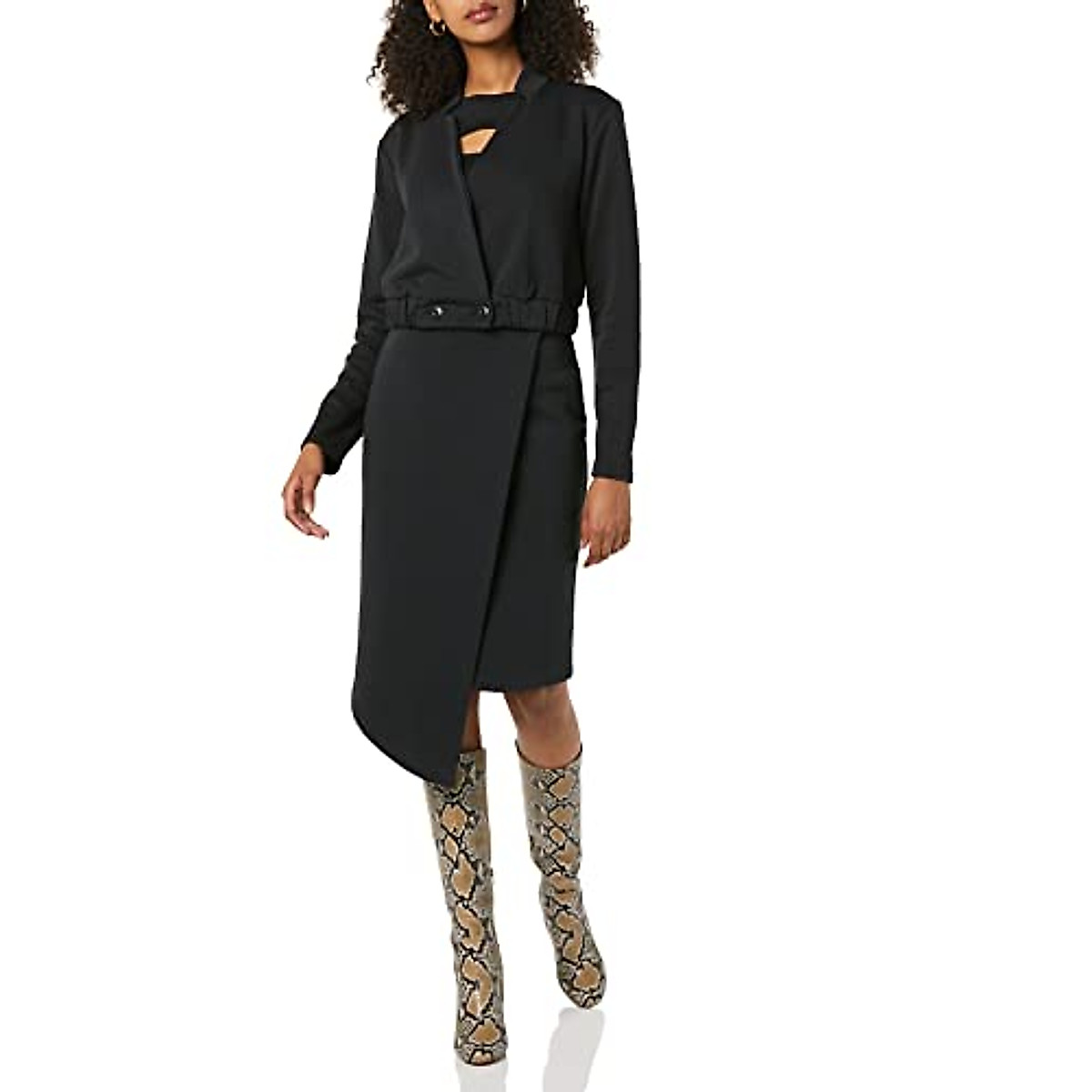 TEREA Women's Madelyn Cropped French Terry Jacket, Black, L