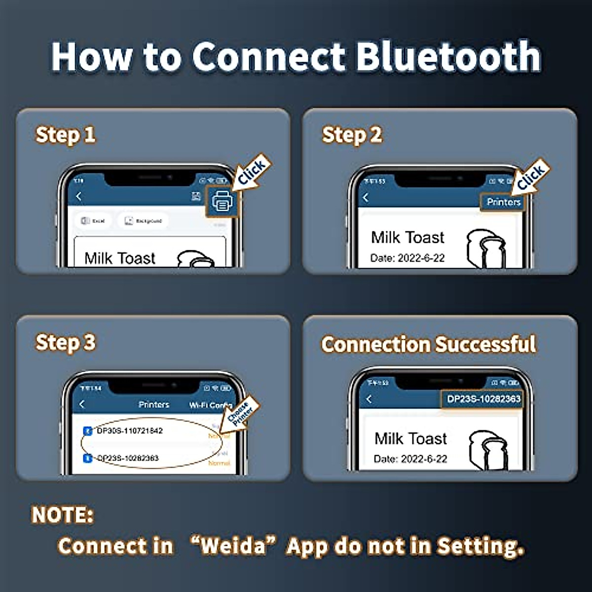 DETONGER Label Maker DP23S Thermal Portable Bluetooth Barcode Label Maker with 1 Pack 50x30mm Label Sticker for Home Office Organization Commercial Use, Android & iOS,Black
