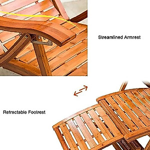 RUVOO Zero Gravity Chair Lounge Chair Bamboo Lounge Chair Recliner Rocking Chair Folding Reclining Sunloungers Adjustable Gear for Garden Patio Leisure Folding Recliner Chair Patio Lounge Chair