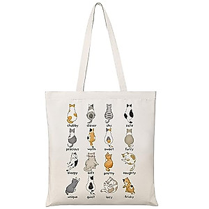 Louise Maelys Canvas Tote Bag for Women Cute Cat Aesthetic Cotton Bags Shopping Beach Reusable Grocery tote bag Makeup Bags
