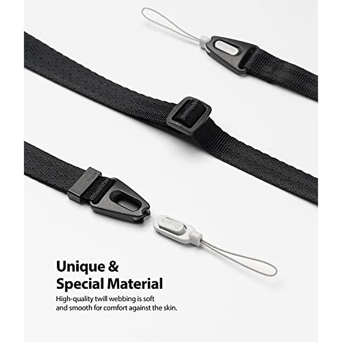 Ringke Shoulder Strap [Phone Lanyard] Designed for Camera Strap and Phone Strap, Adjustable Sturdy Universal Crossbody Strap Compatible with Camera and Phone Case - Black
