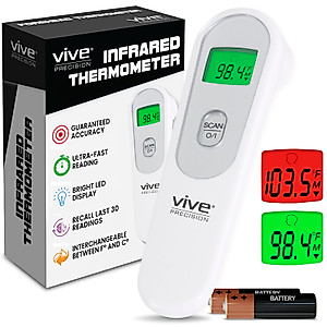 Vive Temporal Forehead Thermometer Scanner for Adults, Kids & Babies - No Touch Medical Grade Infrared Digital Temperature Thermometer for Head, Ear & Fever - Touchless Instant Thermal Temperature Gun