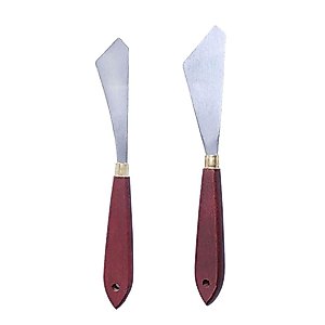 2 Pcs Stainless Steel Palette Knives Wood Handle Art Knives Acrylic Painting Knives Painting Art Scrapers for Oil Canvas Painting