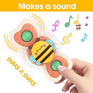 MANMI TOP,3pcs【2021 Upgraded】 Spinning Baby Toy with Section Cups,Suction Cup Spinner Toy,