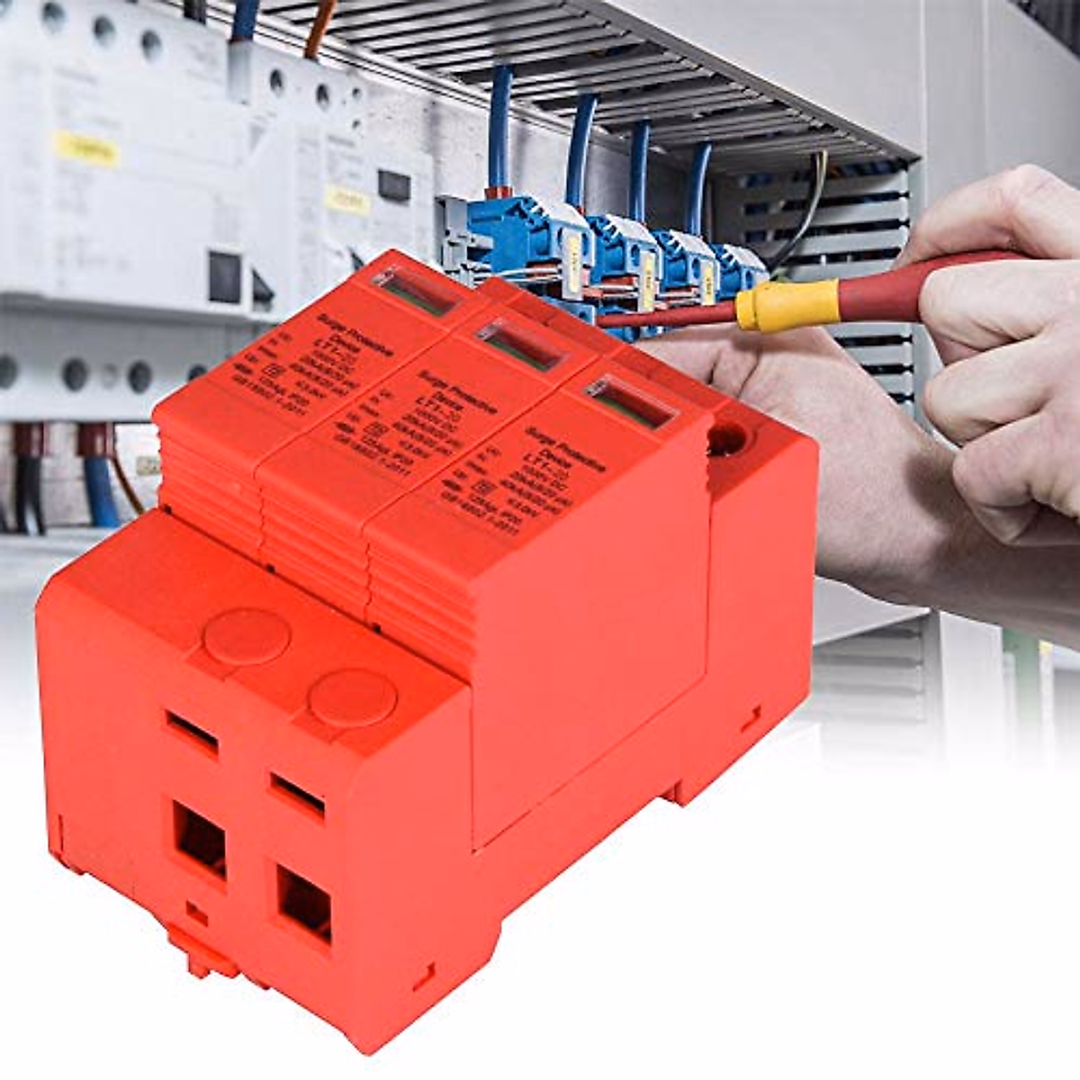 Fafeicy 3P DC Power Surge Protector Lightning Protection Arrester Device(3p40ka)
