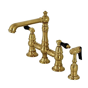 Kingston Brass KS7277PKLBS Duchess Bridge Kitchen Faucet, Brushed Brass 13.88 x 6.88 x 8.31