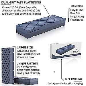 Sharp Pebble Large Flattening Stone- Dual Grit Coarse/Fine Sharpening Stones Flattener- Diamond Grooves Whetstone Fixer-Re Level Any Whetstones & Waterstones