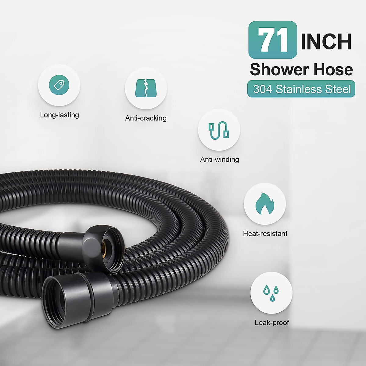 SR SUN RISE Shower Head - 9 Settings High Pressure Detachable Power Wash Handheld Showerhead, Spray Hand Showers with Extra Long Hose and 360° Adjustable Wall & Overhead Brackets (Matte Black)