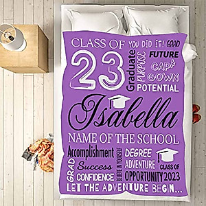 LOSARON Custom Graduation Throw Blanket from Mom Dad Grad Success Confidence Purple Blanket Customized Graduation Gifts Bed Blanket for Daughter Granddaughter 40x50 Inch