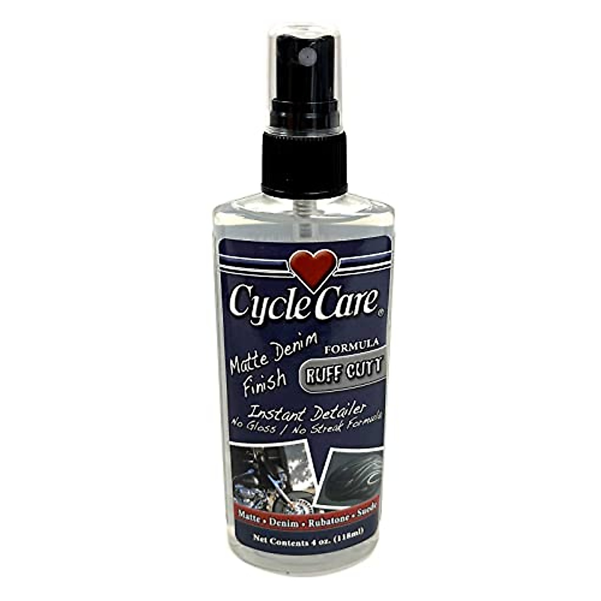 Cycle Care Formulas RuffCutt - Motorcycle Denim Matte Flat Finish Spray & Wipe Instant Detailer Spray Cleaner, No Gloss or Streak Formula - 4 oz.