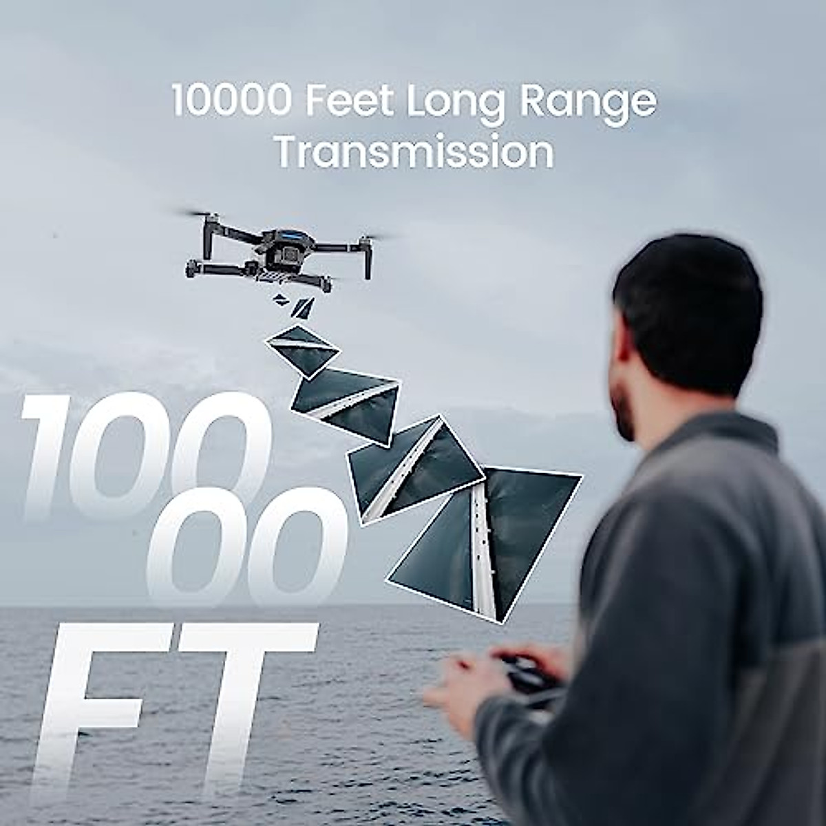 Holy Stone GPS Drone with 4K UHD Camera for Adults Beginner; HS360S 249g Foldable FPV RC Quadcopter with 10000 Feet Control Range, Brushless Motor, Follow Me, Smart Return Home, 5G Transmission