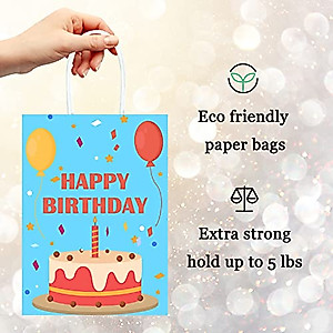 GITMIWS 24Pcs Birthday Gift Bags with Handles - 8.7" Small Paper Bags, Favor Bags, Goody Bags, Goodie Bags, Party Bags for Kids Birthday