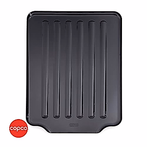 Copco Large Black Drain Board Fits Under Any Large Dish Rack to Catch Water or for Larger Pots Alone, Angled Base Allows for Self Draining with Raised Ribs to Prevent Water from Puddling