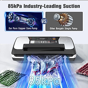 Food Vacuum Sealer Machine, 12 in 1 Food Sealer Vacuum Sealer with Easy Lock Handle, Double Heat Seal, Vacuum Sealer Food with Built in Cutter and Bag Storage, Drip Tray, 1 Roll and 10 Pre-cut Bags