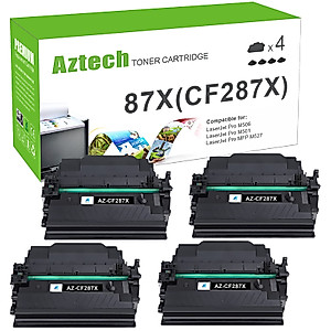 Aztech Compatible CF287X Toner Cartridge Replacement for HP 87X CF287X 87A CF287A Enterprise M506 M506dn M506n M506x Pro M501 M501dn M527 M527dn Laser Printer (Black, 4-Pack)