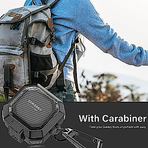 (with Secure Lock) Clear Carbon Fiber Case Cover for Samsung Galaxy Buds 2 Pro(2022) /Galaxy Buds Pro(2021) /Galaxy Buds 2 (2021) /Galaxy Buds Live (2020) with Keychain - Clear Black