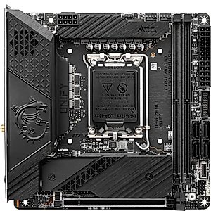 MSI MEG Z690I Unify Gaming Motherboard (Mini ITX, 12th Gen Intel Core, LGA 1700 Socket, DDR5, PCIe 5, 2.5G LAN, M.2 Slots, Wi-Fi 6E)
