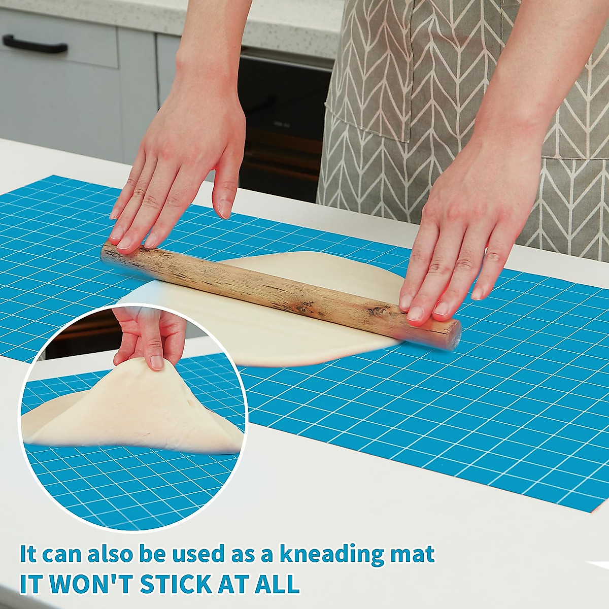 Silicone Baking Mat Roll 16IN*5FT Free Cutting, Non-Slip Pastry Mat, Non-Stick Reusable Air Fryer Liner, Oven Liners, Counter Mat, Freeze Dryer Mat, Easily Cut to Size Fit All Ovens Pans Tins Dishes