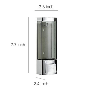 Soap Dispensers 250ml ABS Plastic Drill Free with Adhesive or Wall Mount with Screws Liquid Hand Soap Dispenser for Bathroom or Kitchen(Chrome)