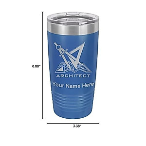 LaserGram 20oz Vacuum Insulated Tumbler Mug, Architect Symbol, Personalized Engraving Included (Dark Blue)