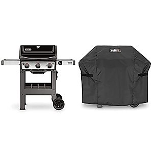 Weber Spirit II E-310 3-Burner Liquid Propane Grill, Black & Spirit II 300 Series Grill Cover