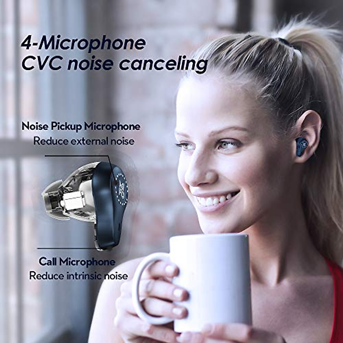 mifo True Wireless Earbuds Qualcomm APT-X CVC 8.0 Noise Cancelling O7 Wireless Headphones Bluetooth 5.0 Stereo Hi-Fi Sound in Ear Water-Resistant Built in Mic Earphone with Charging Case