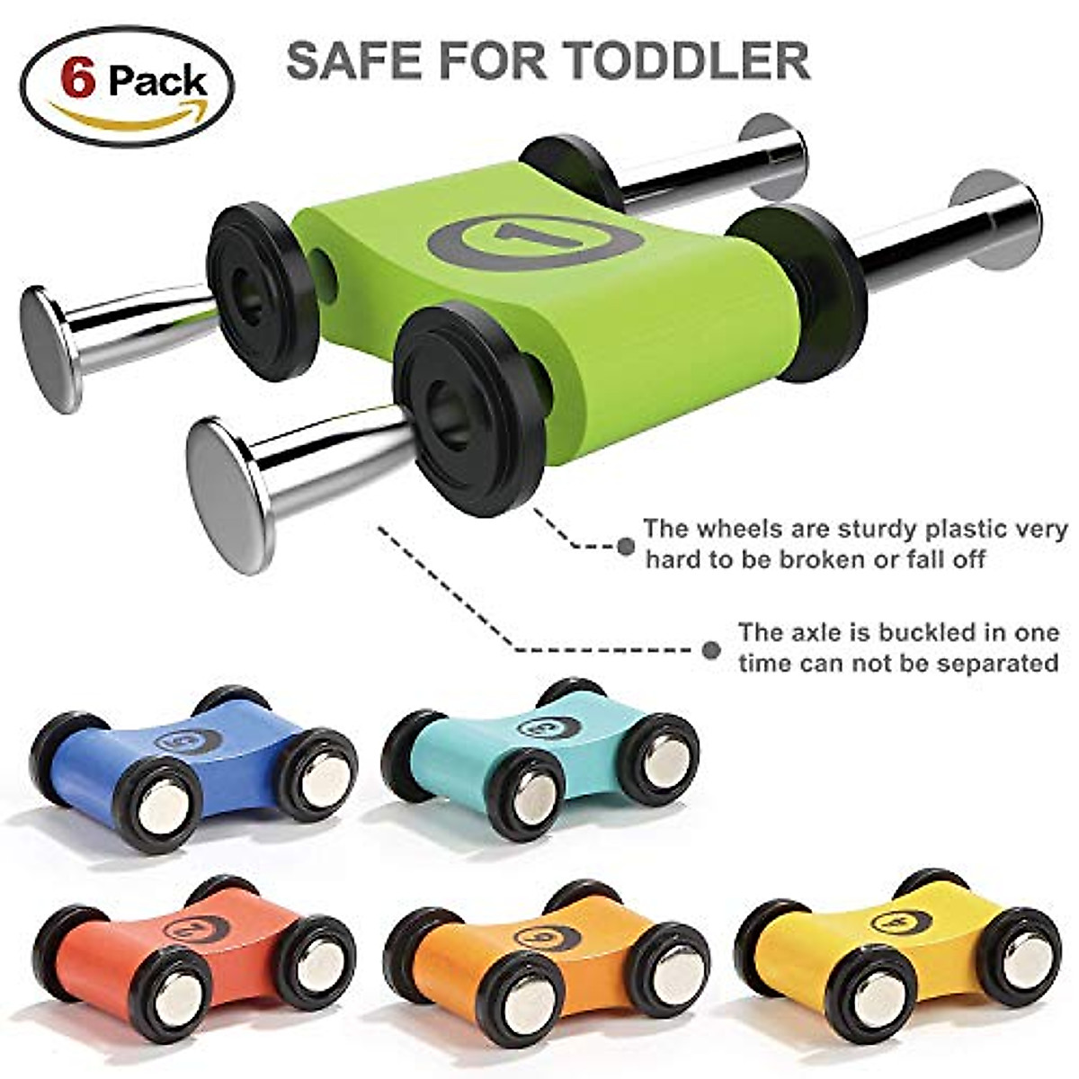 TOP BRIGHT Wooden Car Ramp Toddler Toys for 1 2 Year Old Boy Race Track, Race Car Ramp for One Two Year Old with 6 Mini Cars