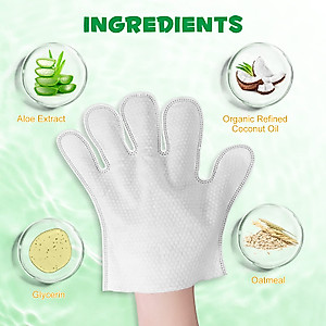 AIOBEECY Cleaning Pet Gloves Wipes for Dogs and Cats, Coconut Oil Cleaning Pet Gloves Can Nourish Fur for Puppies/Cats, Cleaning & Deodorizing Pet Gloves Wipes, Degradable Pet Wipes(Glove, 6Pcs)