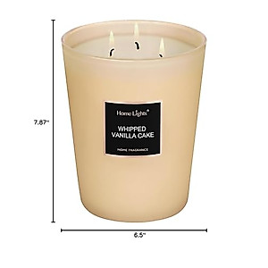 HomeLights Scented Candles, Candles for Home Scented, Large Jar Aromatherapy Candles, Natural Soy Wax, 130 Hours Long Burning Candles Gift, Whipped Vanilla Cake