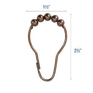 2lbDepot Shower Curtain Rings Hooks - Oil Rubbed Bronze Finish - Premium 18/8 Stainless Steel - Locking Rings with Easy Glide Rollers - Five Finishes Available - Set of 12 for Shower Rods