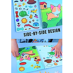 450PCS Stickers/Coloring Book for Kids 2-4, Make A Face Reusable Sticker Book for Toddlers Including 14 Coloring Pages 14 Scenes Airplane Activities for Kids Ages 4-8, Travel Road Trip Must Have