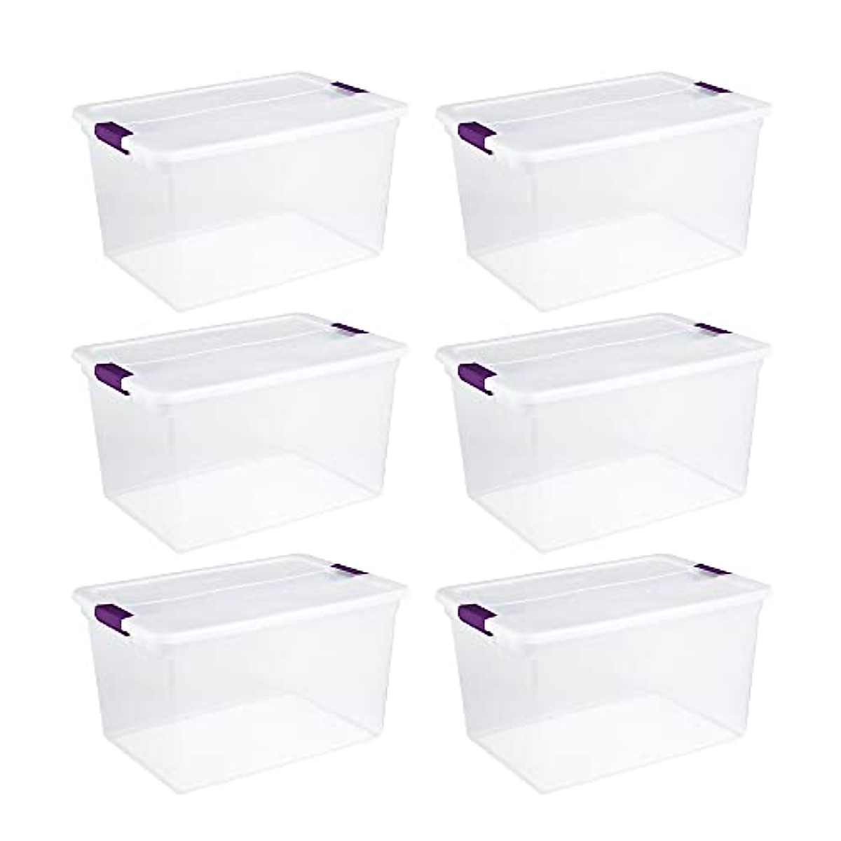 Sterilite 66 Quart Clear Latch Lid Storage Container Tote, 6 Pack, and 6 Quart Clear Latch Lid Storage Container Tote, 12 Pack for Home Organization