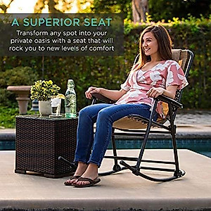 Best Choice Products Foldable Zero Gravity Rocking Mesh Patio Lounge Chair w/Headrest Pillow - Gray
