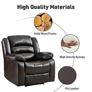Phoenix Home PU Leather Manual Chair Recliner, Black