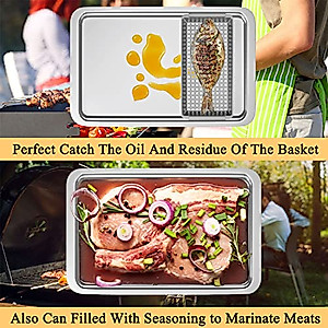 3 In 1 Vegetable Grill Baskets Set, Outdoor Stainless Steel Grilling Basket for Fish, Veggies & Meats, Fit for Traeger Pellets, Pit Boss, Weber Kettle, Kamado Joe Charcoal Grills, Dishwasher Safe