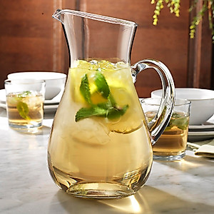 Glass Water Pitcher with Spout – 63 Oz. Elegant Serving Carafe for Water, For Cocktails, Juice, Water – Clear Glass Beverage Pitcher.