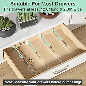 FUNIZE Expandable Drawer Dividers 4 Pack, 2.36" High, 12.6-22.8 Clear Drawer Organizers for Utensils, Clothes, Adjustable Kitchen Drawers Separators in Dresser, Bedroom, Bathroom, Office Storage