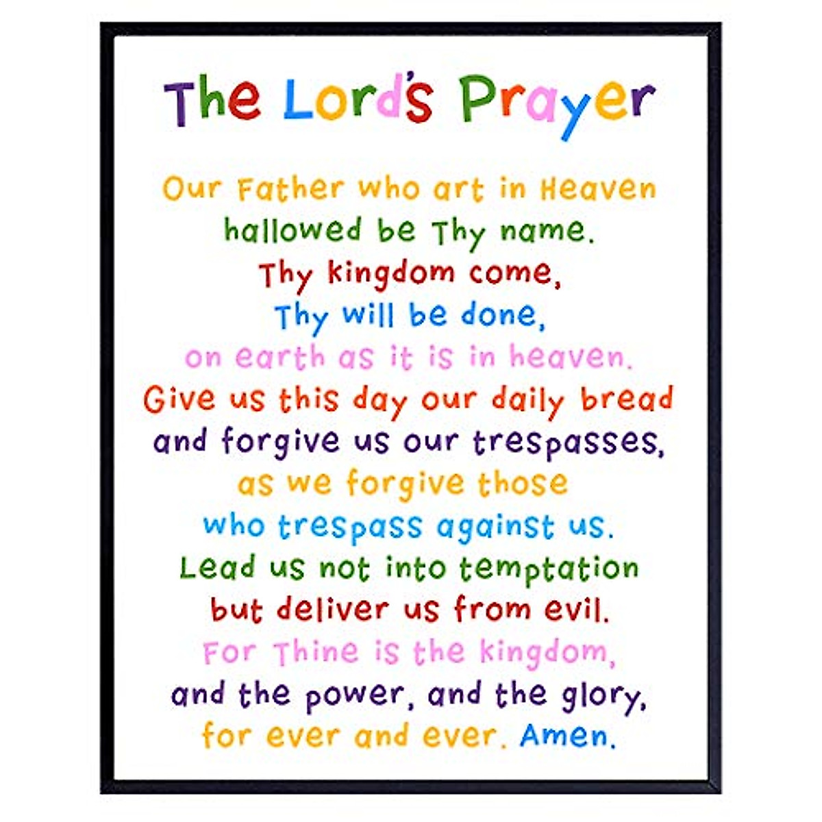 Lords Prayer Wall Art - Religious Bible Study Scripture Decor for Church, Sunday School Classroom, Baby, Girls Room, Toddler, Boys Bedroom, Nursery - Blessed Christian Gift for Daughter, Son, Kids