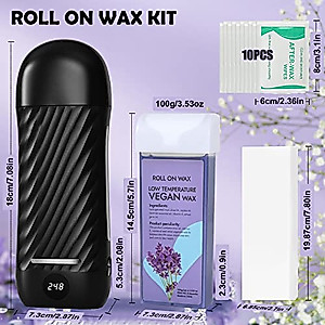 Roll on Wax Kit for Hair Removal, Digital Wax Roller Kit, Lavender Roller Waxing Kit, Home Waxing Kit for Women and Men