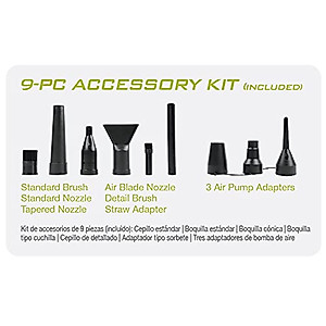 Auto Joe ATJ-ABD1 500-Watt Air Blasting Water Dryer,w/ 10-Ft AC Cord, Storage Bag, & 9 Nozzle Attachments for Additional Cleaning and Air Inflation, for Auto Detailing Cars & Motorcycles , Black