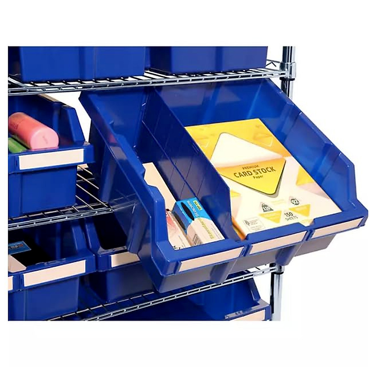 Heavy-Duty Steel Wire Shelving Storage Unit, 24-bin Rack with Wheels (Blue)