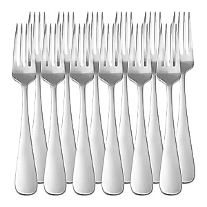 Amazon Basics Stainless Steel Dinner Forks with Round Edge, Pack of 12